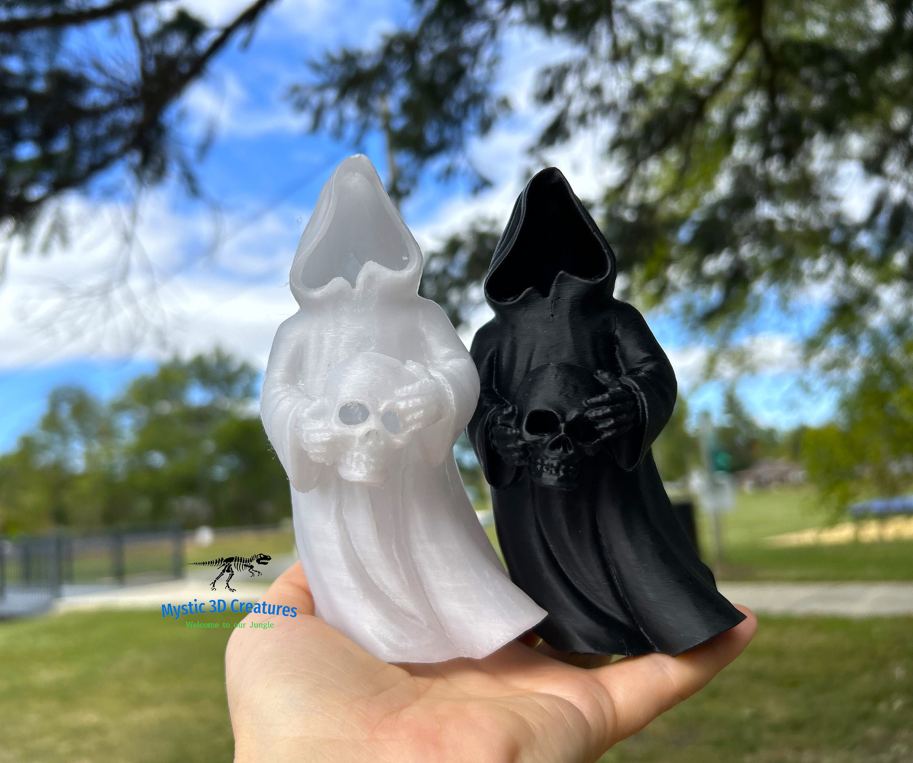 3D Printed Ghost & Skull With LED Tea Lights Glows in the Dark ...