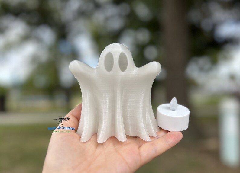 3D Printed Ghost With LED Tea Lights Glows in the Dark Halloween Home ...