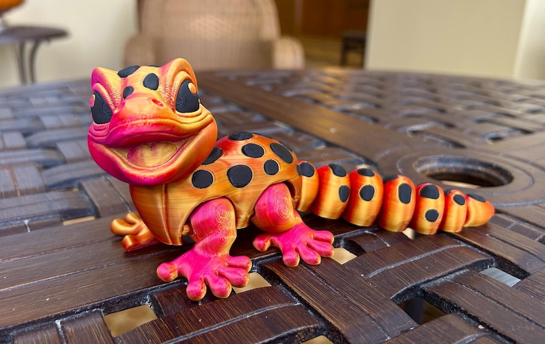 Articulated 3D Printed Leopard Gecko Lizard Figure Salamander Custom ...