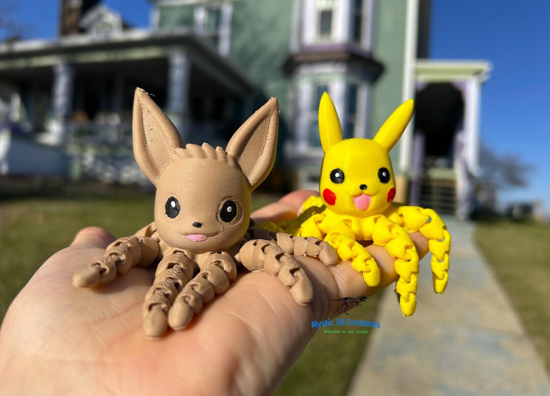Articulated 3D Printed Octopus Baby Pokemon Pikachu Figure Custom Desk ...