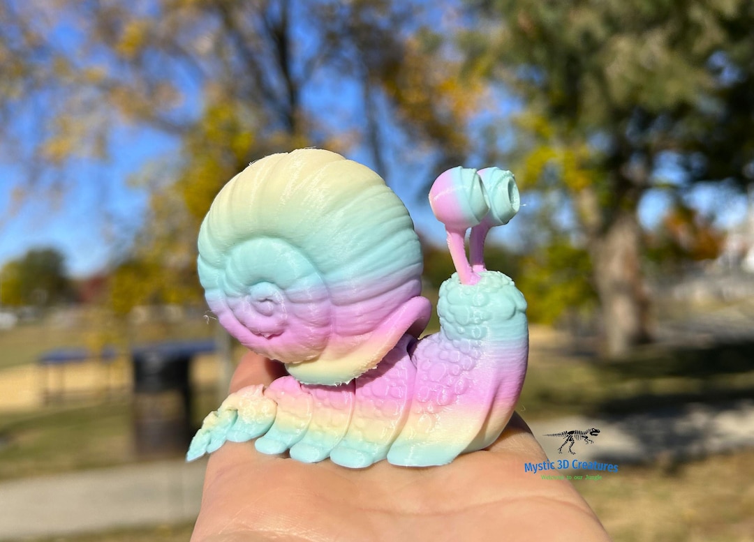 Articulating 3D Printed Rainbow Snail Fidget Anxiety Toy Ornament ...