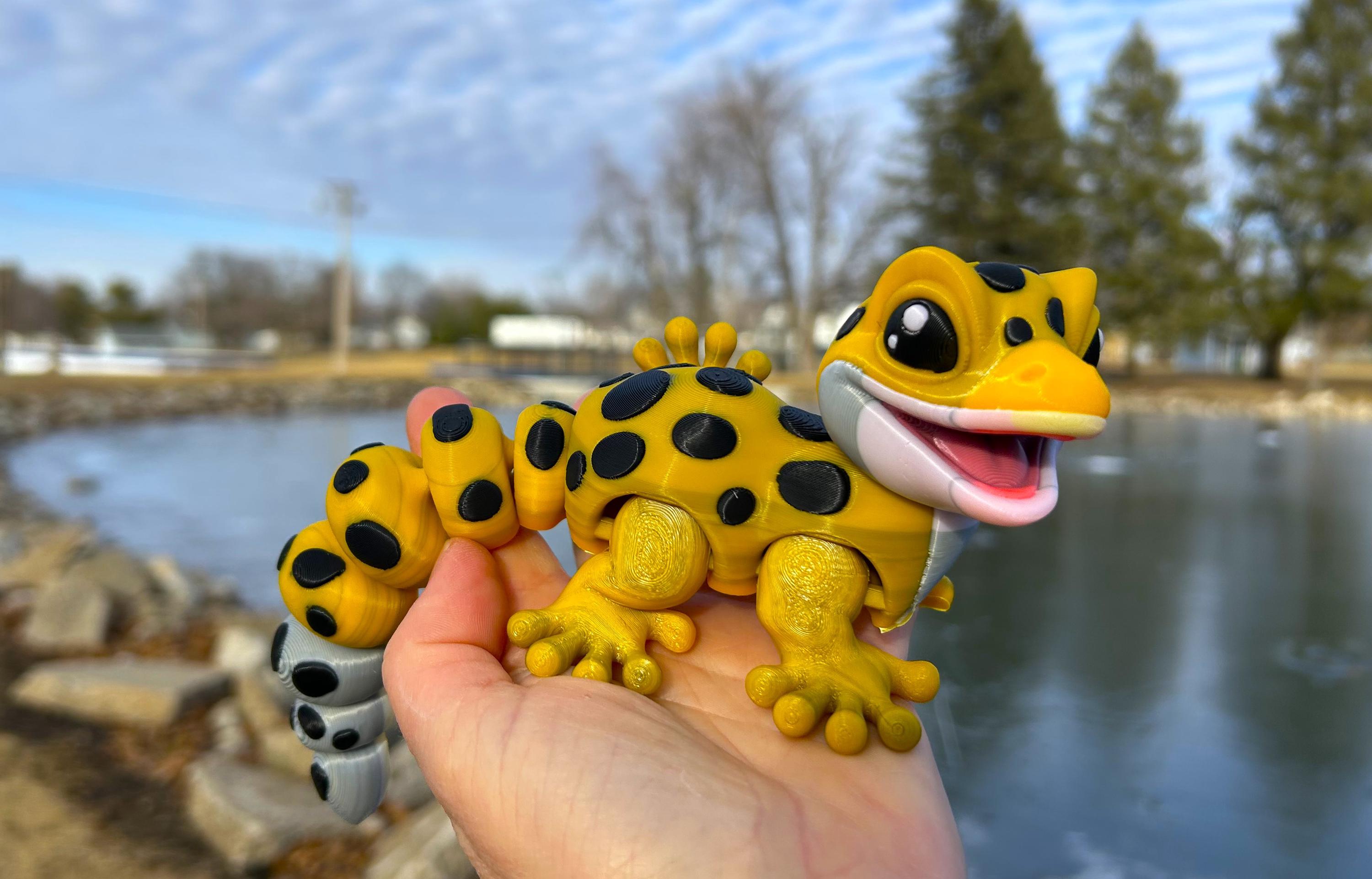 Articulated 3D Printed Leopard Gecko Lizard Figure Salamander Custom ...