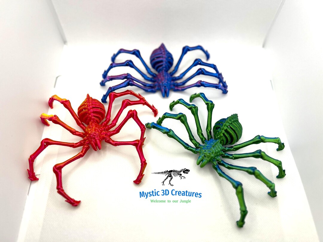 Articulated 3D Printed Jumping Spider Figure That Curls up Custom Desk ...