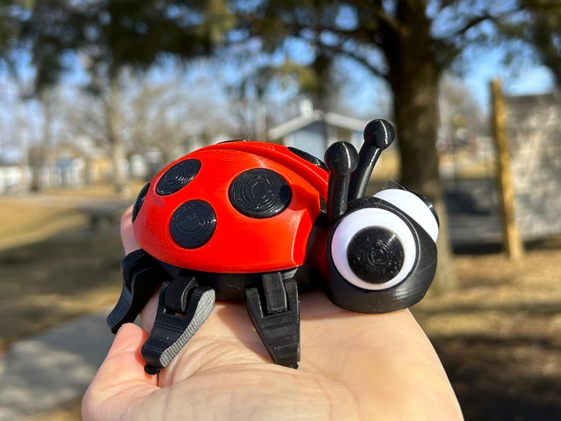 Articulated 3D Printed Ladybug Figure Red Insect Custom Desk Decor Gift ...
