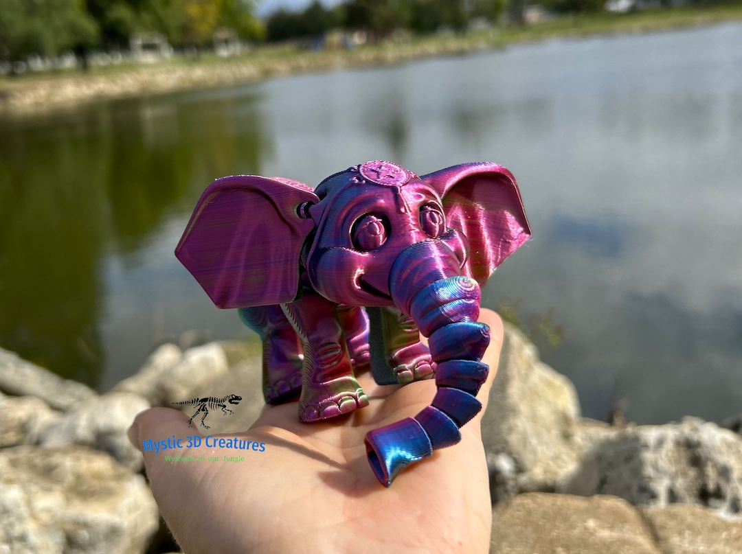 Articulating 3D Printed Elephant Fidget Toy Anxiety Toy Ornament ...