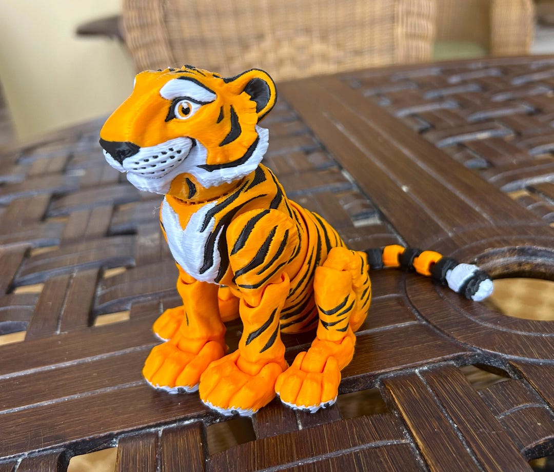 Articulated 3D Printed Tiger Figure That Curls up Custom Desk Decor ...