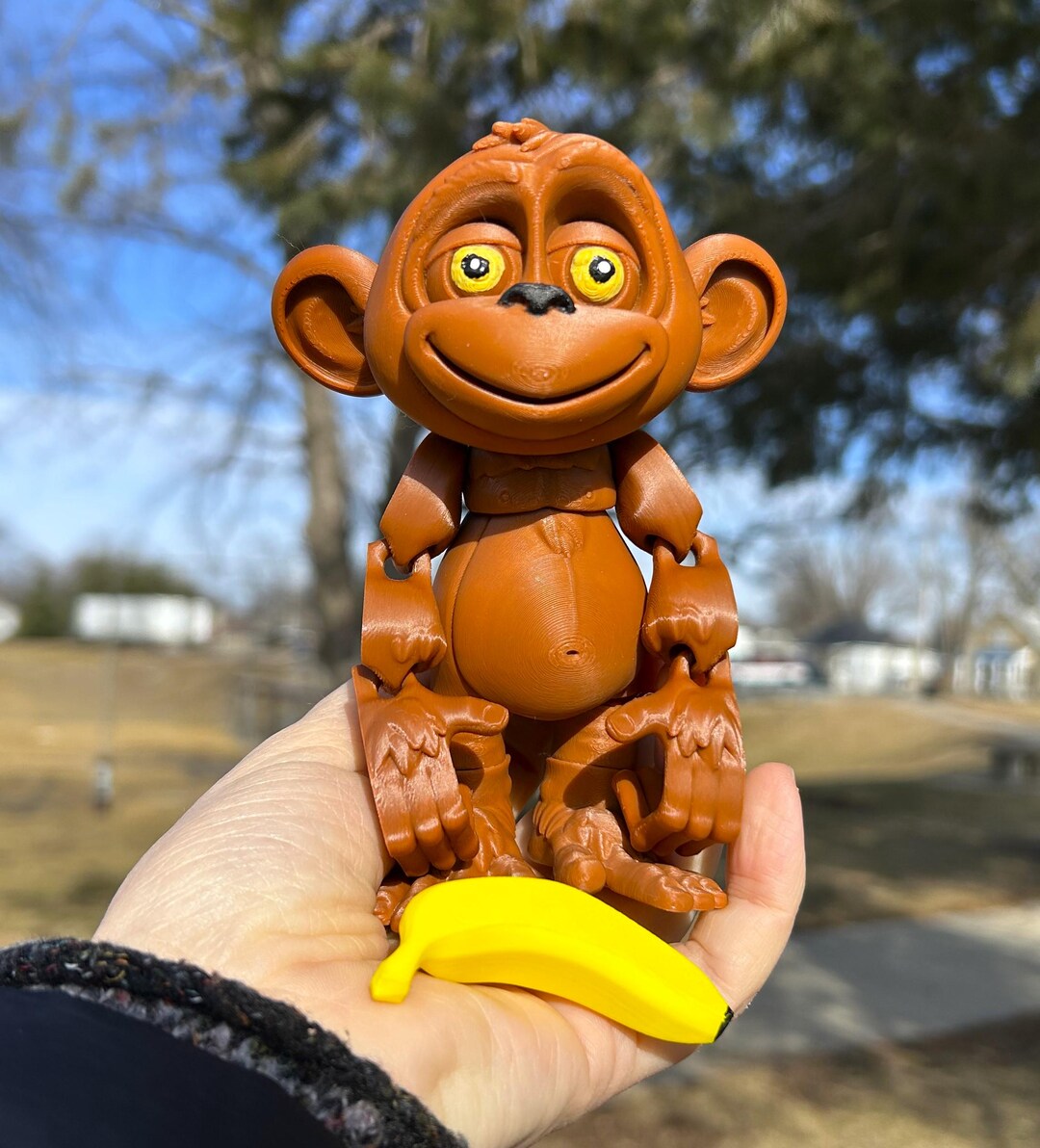 Articulated 3D Printed Monkey on the Tree Figure up Custom Desk Decor ...