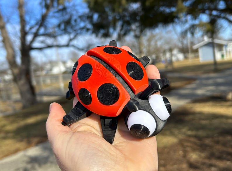 Articulated 3D Printed Ladybug Figure Red Insect Custom Desk Decor Gift ...