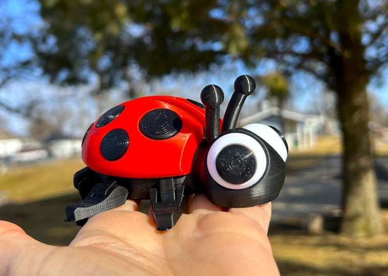 Articulated 3D Printed Ladybug Figure Red Insect Custom Desk Decor Gift ...