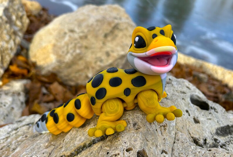 Articulated 3D Printed Leopard Gecko Lizard Figure Salamander Custom ...