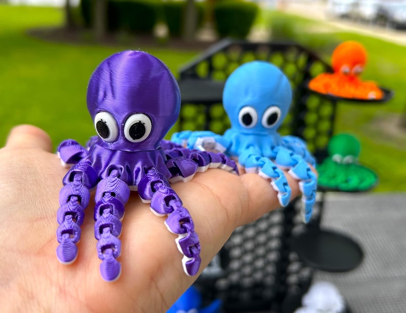 Articulated 3D Printed Fidget Octopus Sensory Toy Anxiety Stress Relief ...