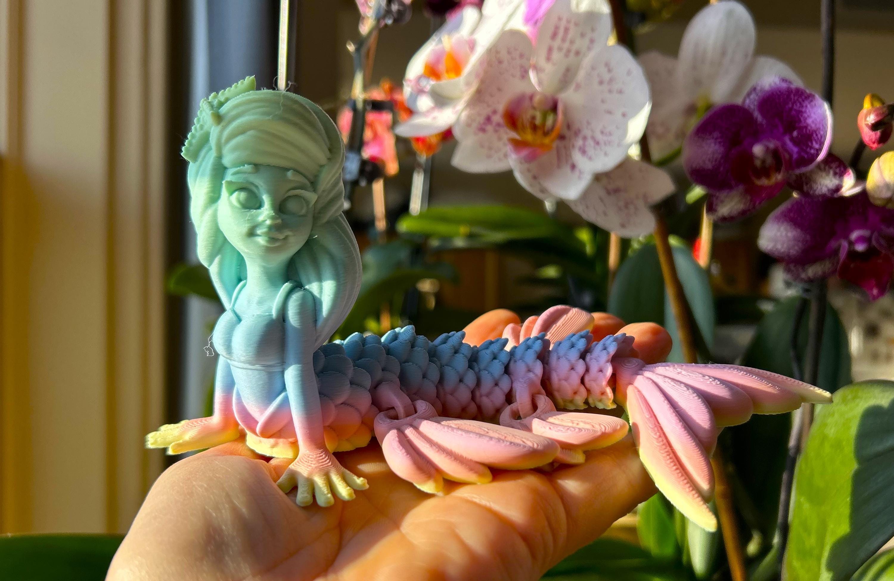 Articulating 3D Printed Mermaid Fidget Gift Toy Ornament Sculpture ...