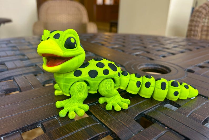 Articulated 3D Printed Leopard Gecko Lizard Figure Salamander Custom ...