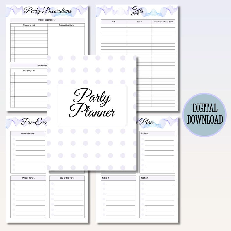 Editable Party Planner Canva Template: Printable Event Planning Kit - Etsy