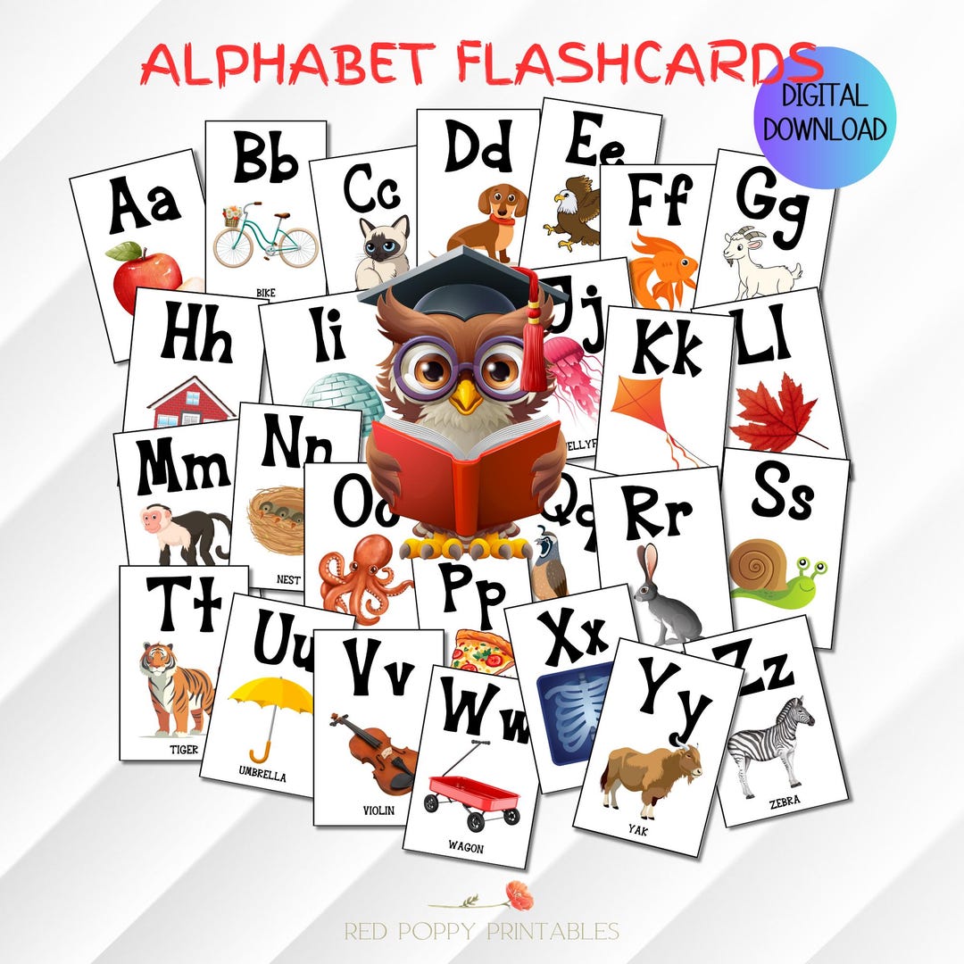 PRINTABLE Alphabet Flashcards | PRINTABLE ABC Cards | Digital Download ...