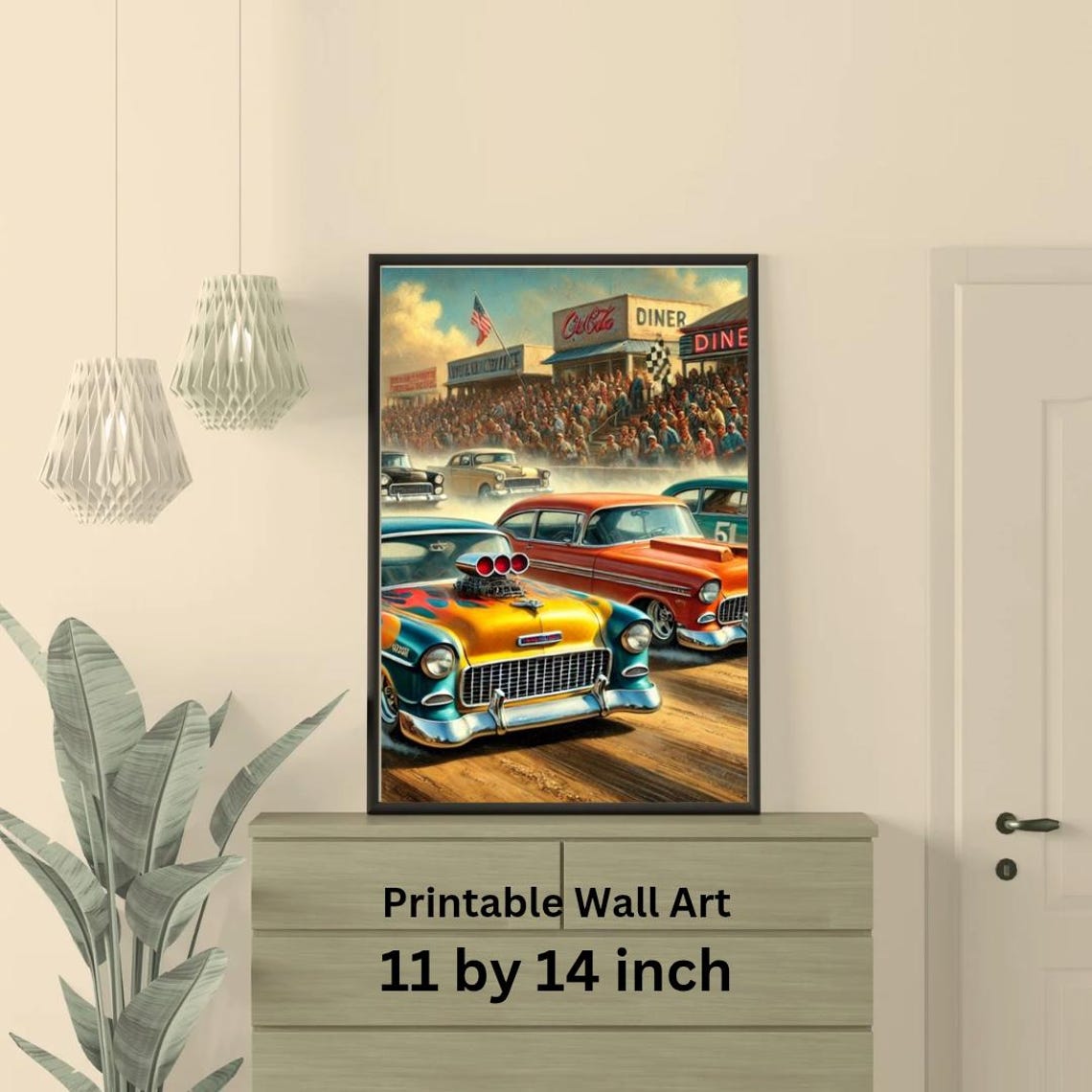 Vintage Drag Racing Art Print, 1950s-60s Nostalgia (11x14 Digital ...