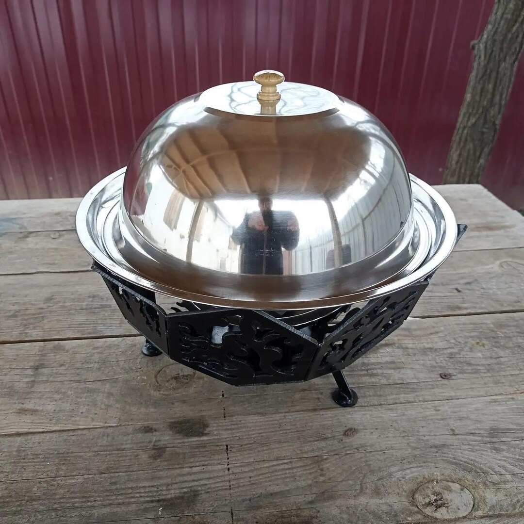 Saj frying Pan,plated Food Presentation Stand With Heater Compartment ...