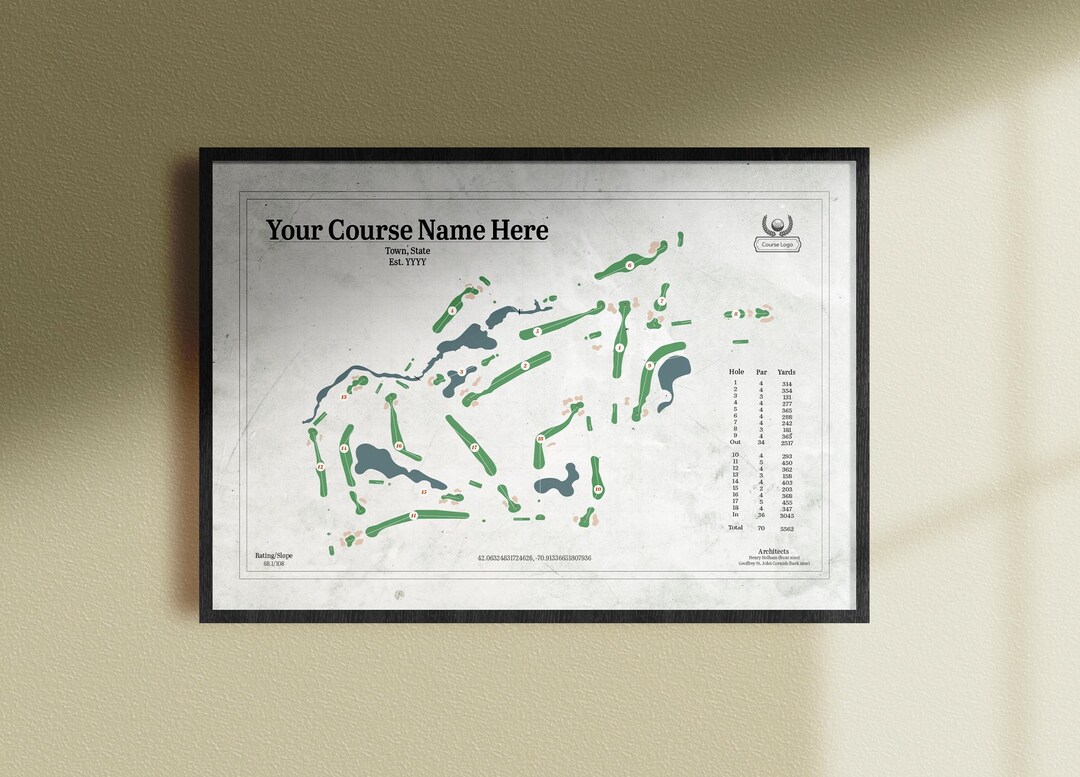 Custom Golf Course Map – Personalized Map of Any Golf Course Worldwide ...