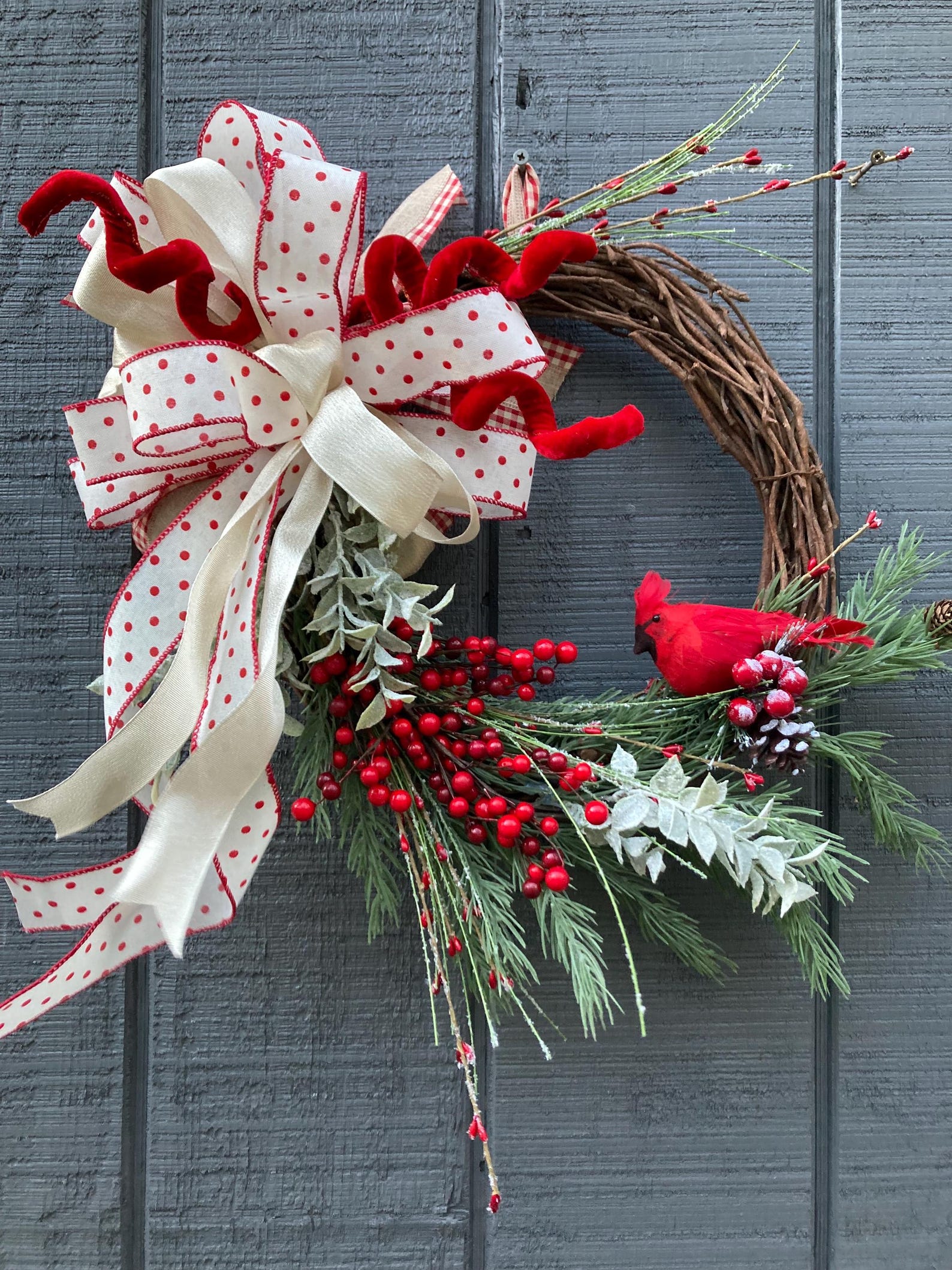 Cardinal Red and White Wreath - Etsy