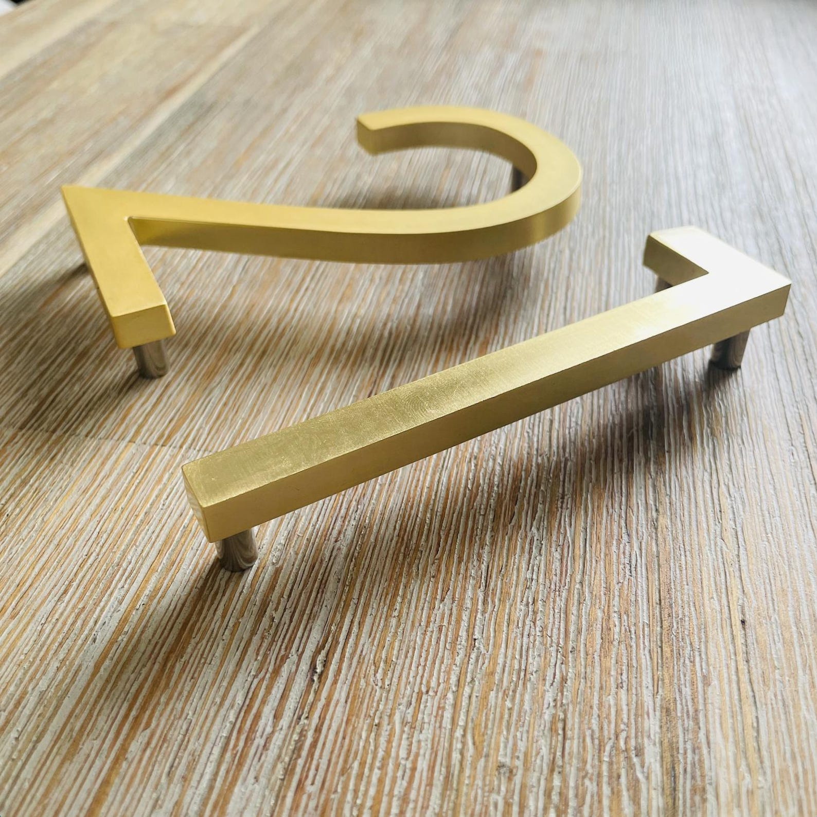 Floating House Number 5 Inch Brushed Gold Effect Zinc Alloy Modern Door ...