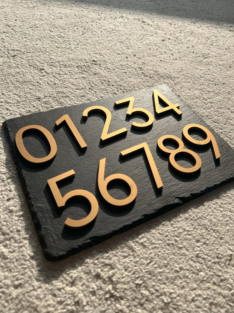 Matt Gold Acrylic Futuera 3D House Door Numbers Self Adhesive 5cm 7cm ...