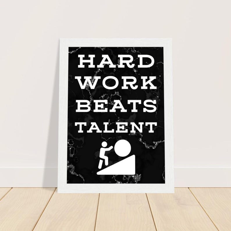 Motivational Hard Work Office Decor Sign, Home Office Wall Art ...
