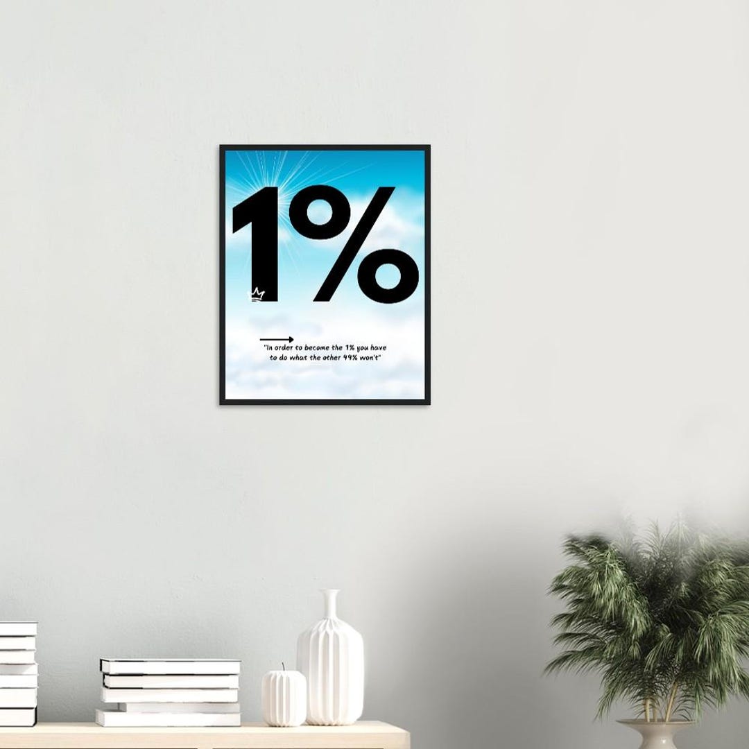 1% Motivational Wall Art Print, Inspirational Quote for Entrepreneurs ...
