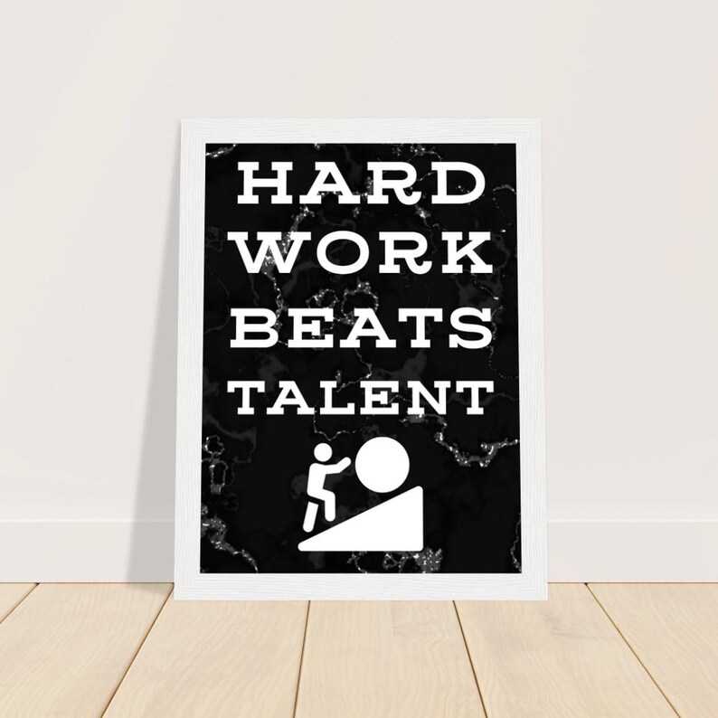 Motivational Hard Work Office Decor Sign, Home Office Wall Art ...