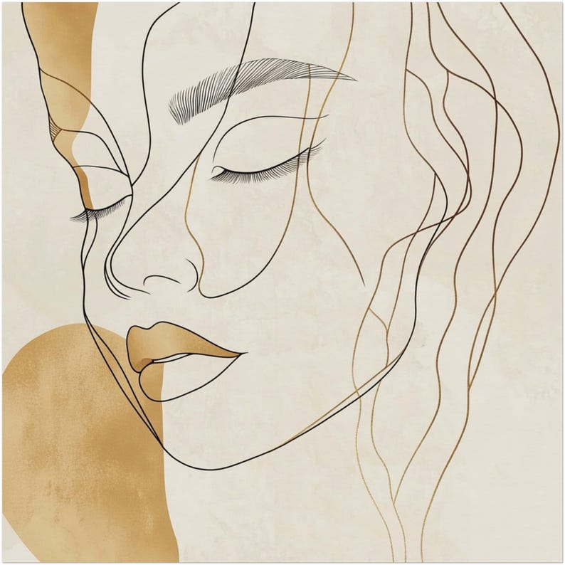 Minimalist Line Art Portrait – Modern Abstract Face Wall Art Print ...