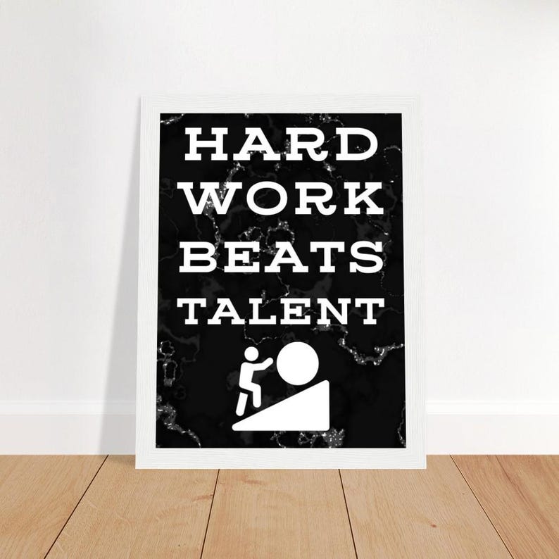 Motivational Hard Work Office Decor Sign, Home Office Wall Art ...