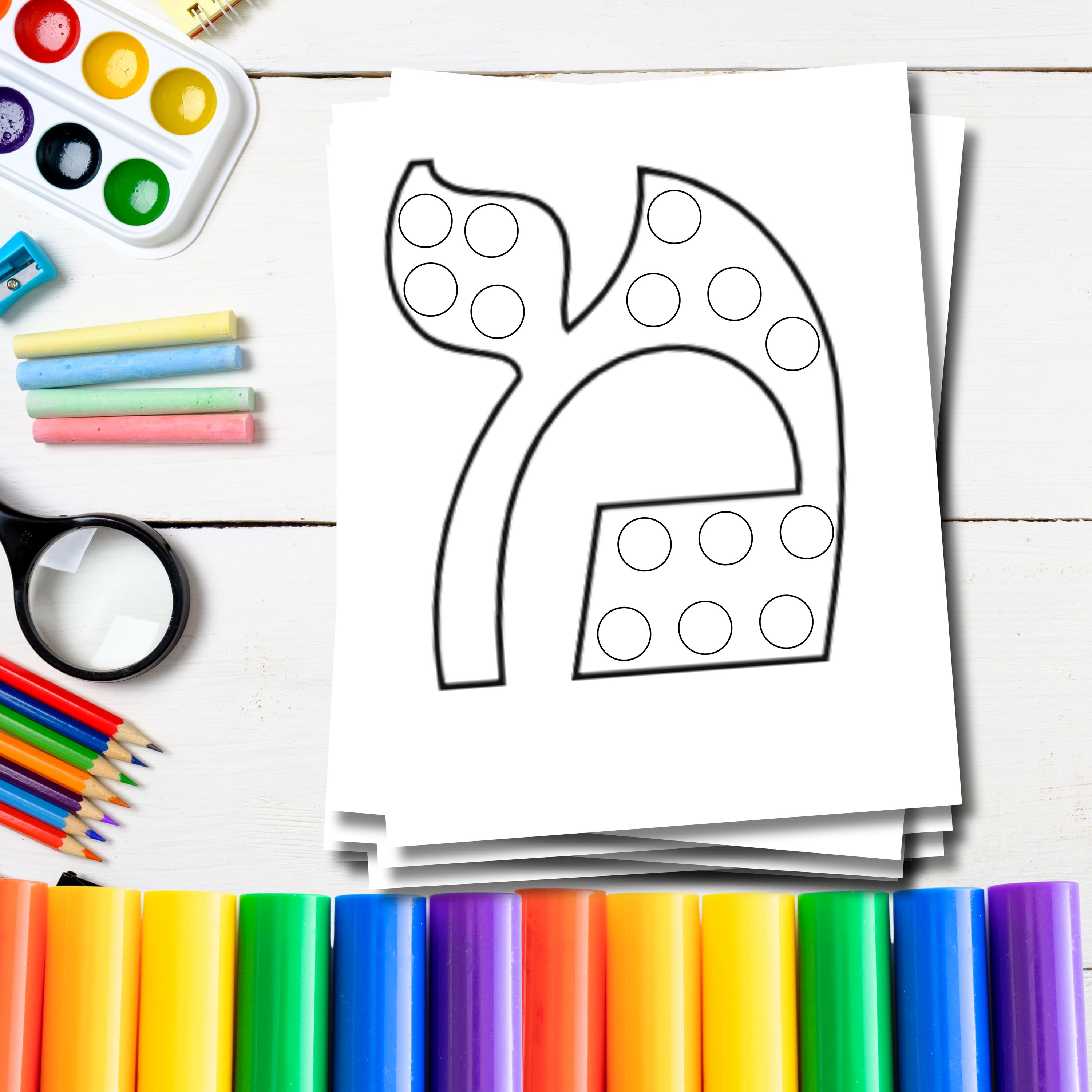 Hebrew Letter Dot Coloring Pages: Jewish Alphabet Learning - Etsy