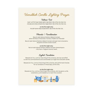 10 Cards of Hanukkah Candle Lighting Prayer in English Hebrew and ...