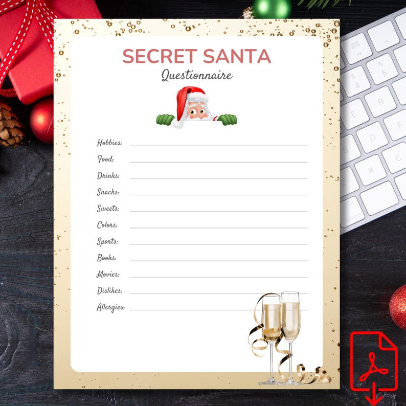 Secret Santa Questionnaire Questions for Adults Christmas Wish List ...