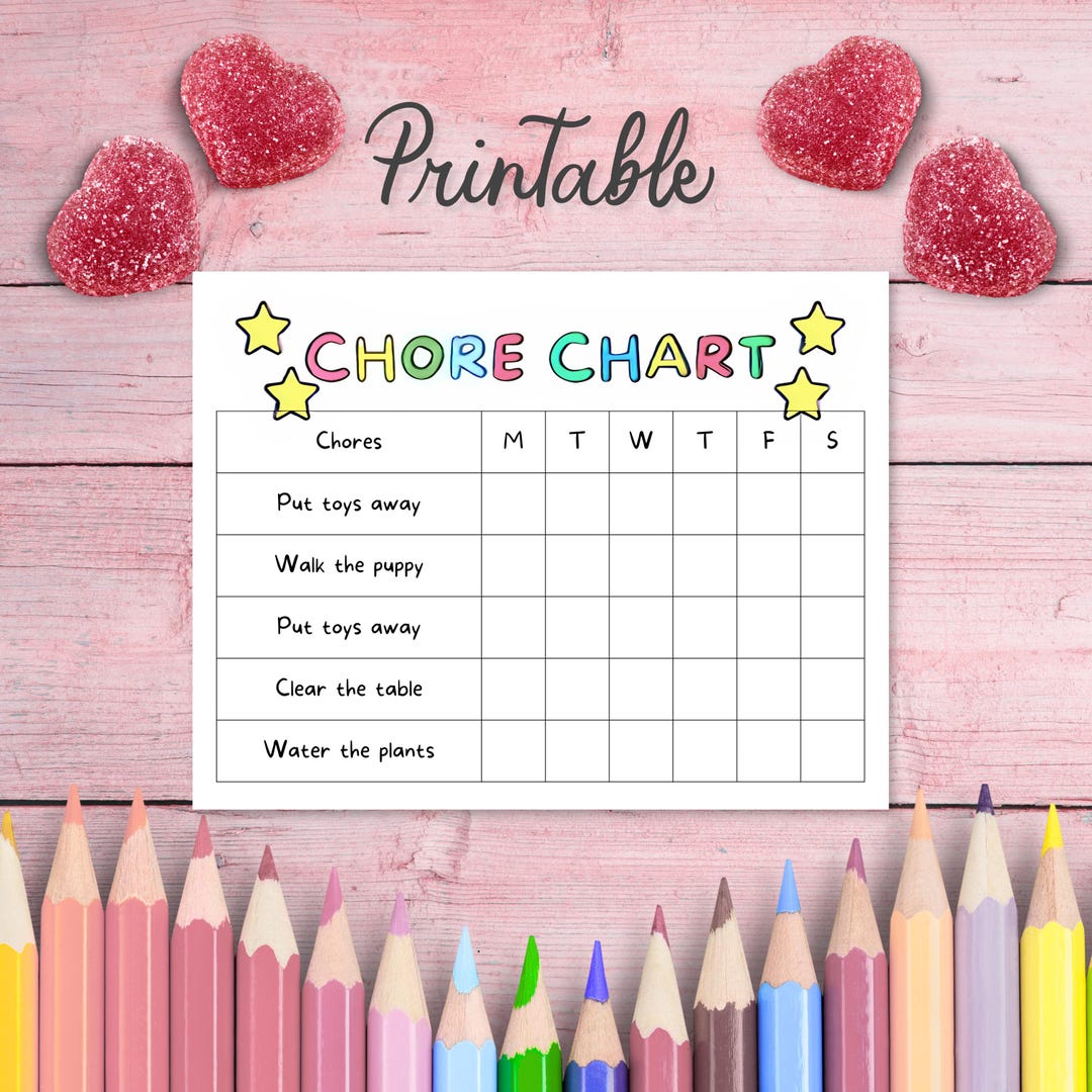 Chore Chart Printable Daily Weekly Kids Chore Responsibility Chart ...