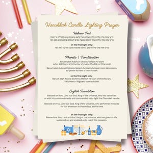10 Cards of Hanukkah Candle Lighting Prayer in English Hebrew and ...