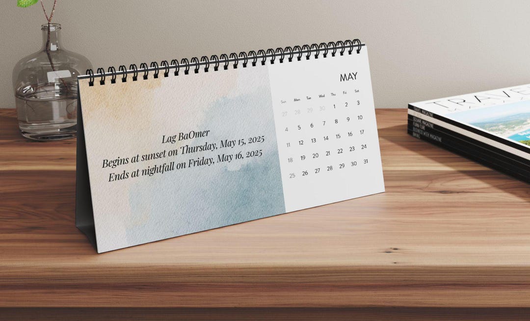 2025 Desktop Calendar With Major Jewish Holidays Noted Great Gift for ...