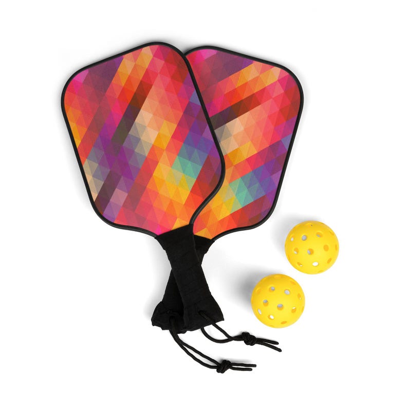 Gradient Pastel Checkered Pickleball Paddles, Pickleball Paddle Kit ...