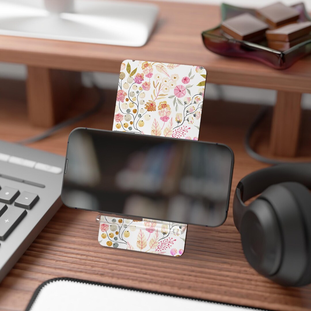Floral iPhone Mobile Display Stand for Smartphones, Office Desk Decor ...