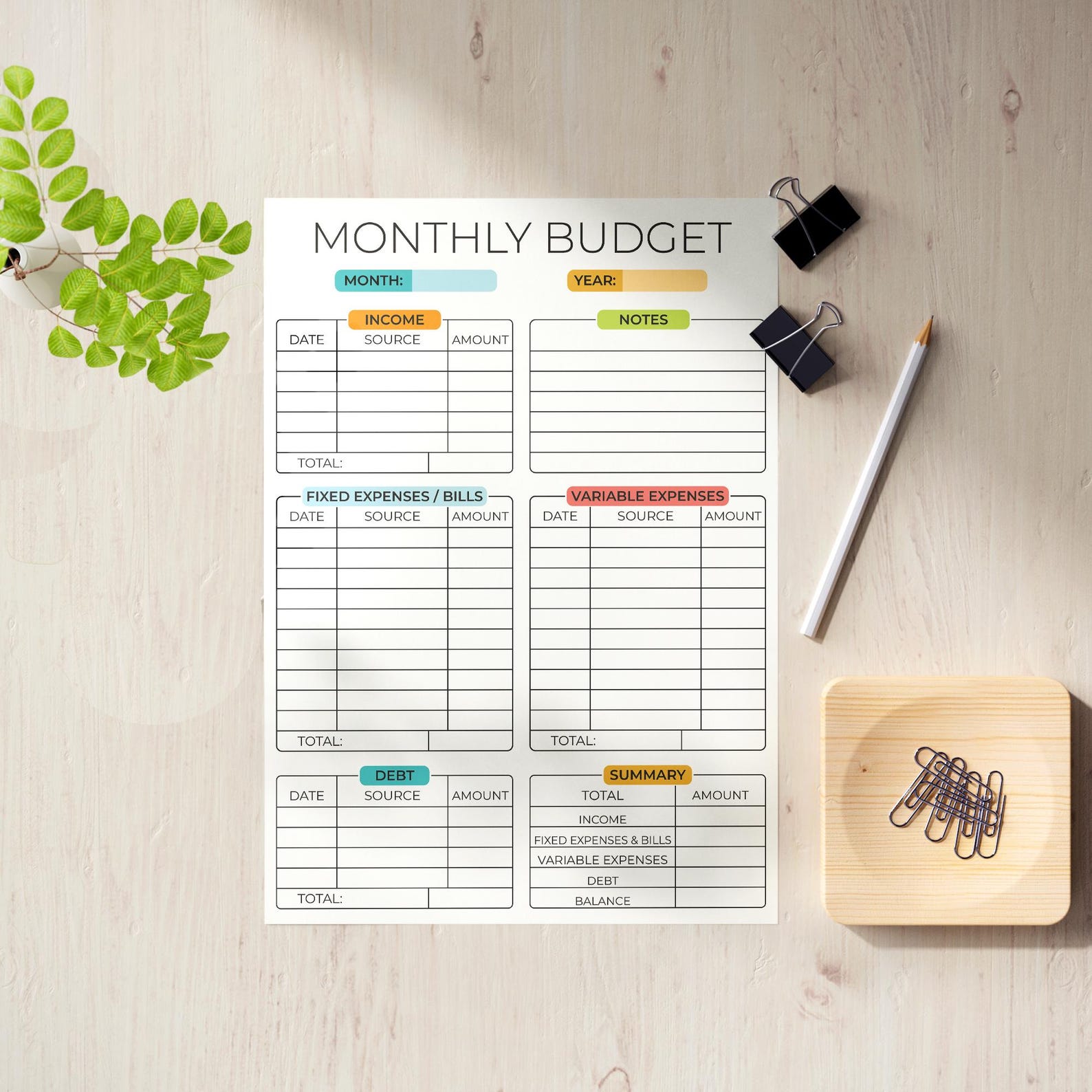 Monthly Budget Planner | Personal Budget Planner | Finance Tracker ...