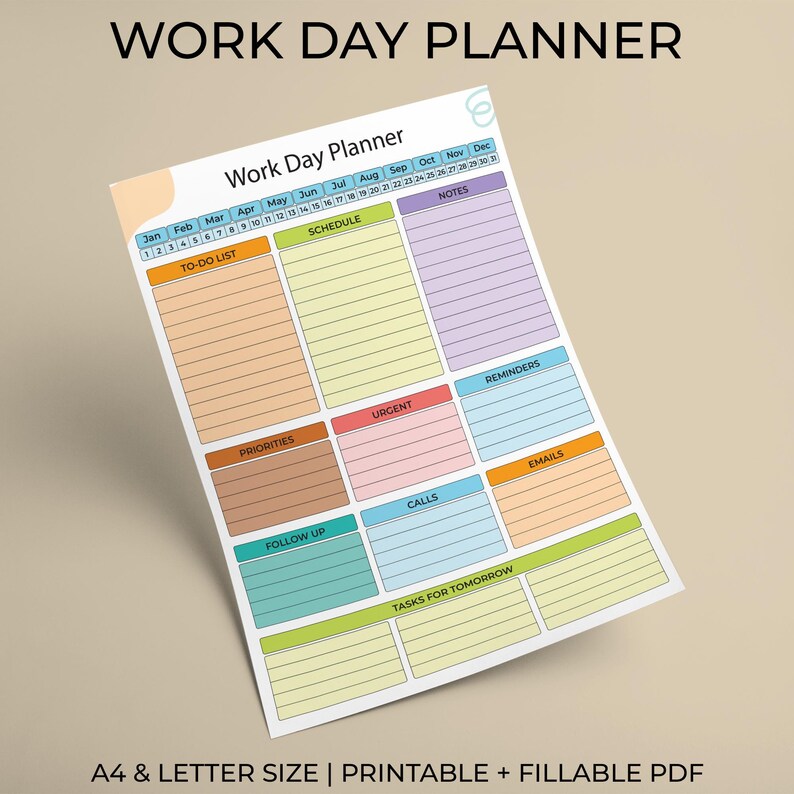 Work Day Planner | Printable Daily & Weekly Planner | Digital To-do ...