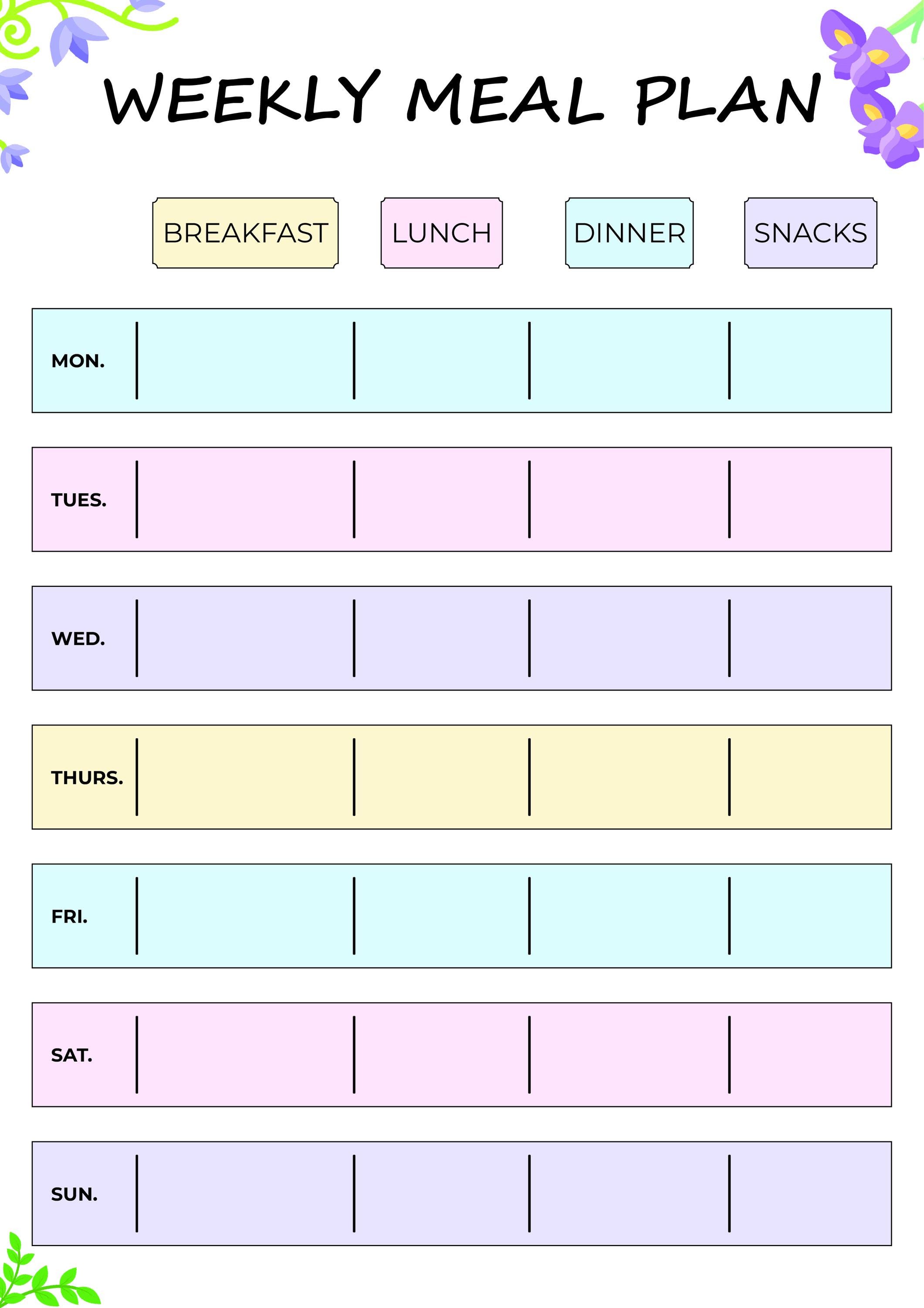 Weekly Meal Planner | Printable Template | Food Planner | Personal ...
