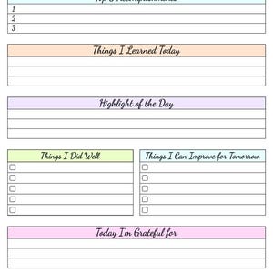 Daily Review Printable, Daily Reflection, Printable Daily Review ...
