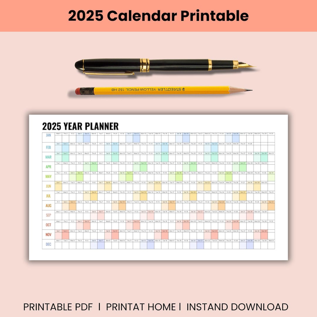 2025 Calendar Printable, Cute Kids Calendar 2025, Wall Calendar PDF ...