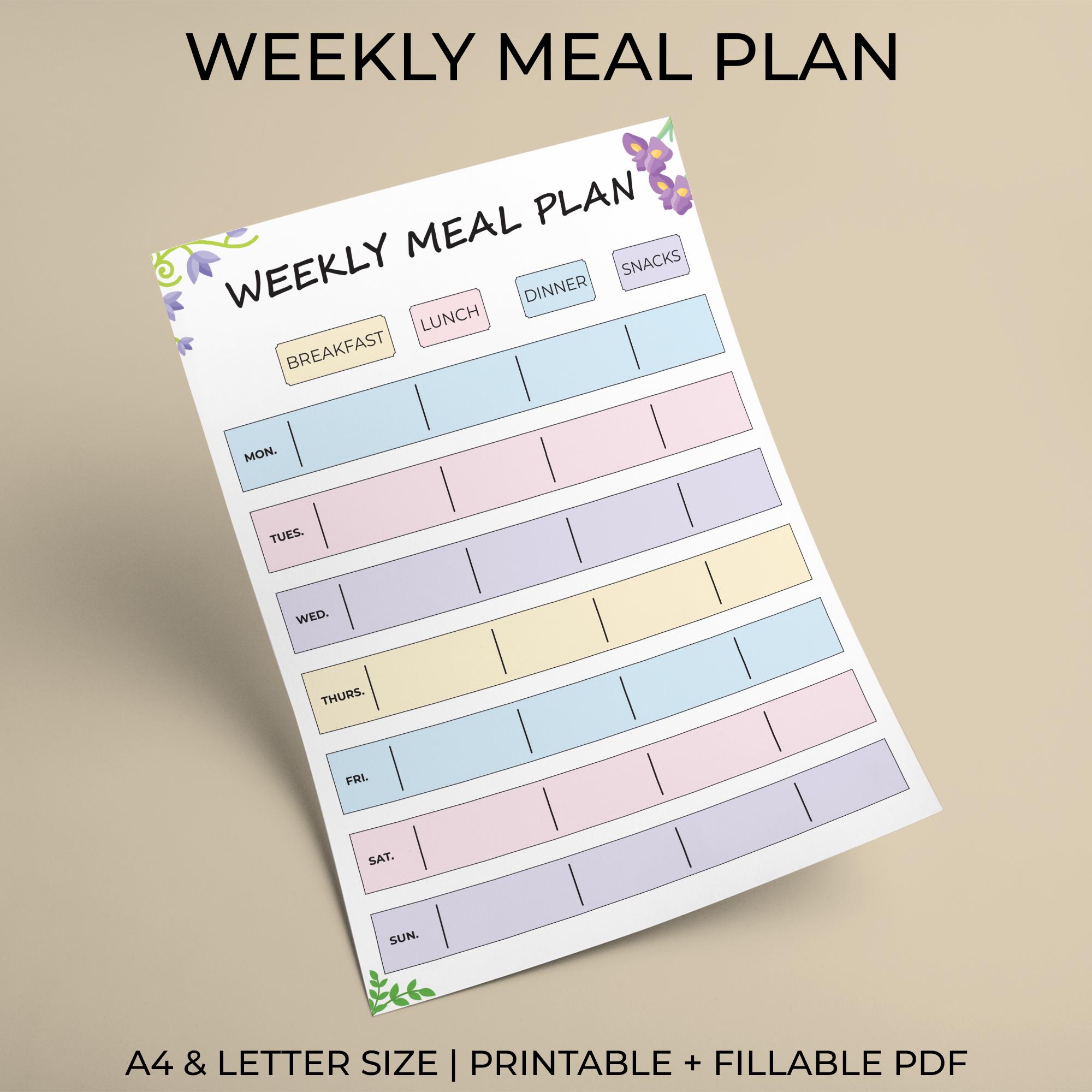 Weekly Meal Planner | Printable Template | Food Planner | Personal ...