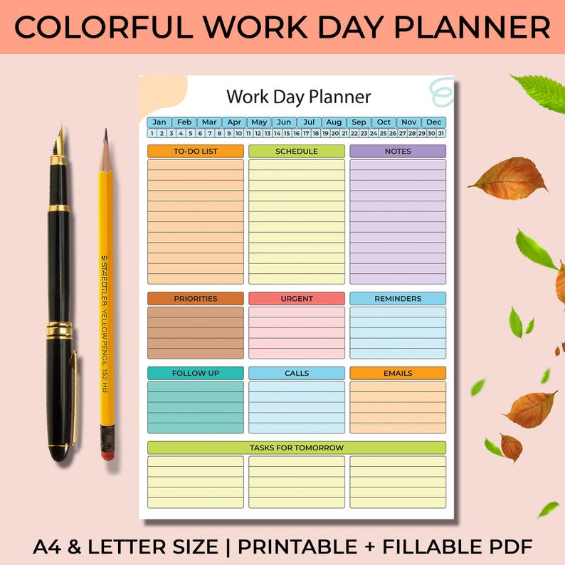 Work Day Planner | Printable Daily & Weekly Planner | Digital To-do ...