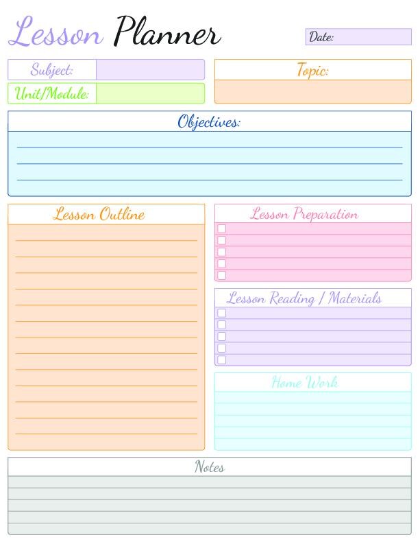 Lesson Plan Template, Lesson Planner Printable, Homeschool Teacher ...
