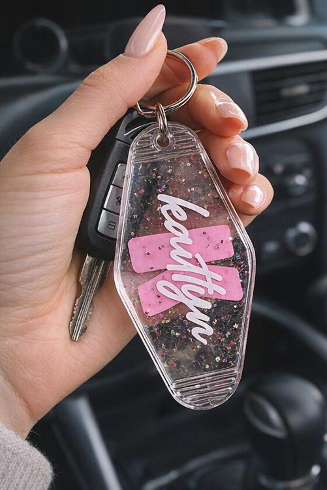 Personalized Name Motel Keychain | Custom Acrylic Name Keychain | Retro ...