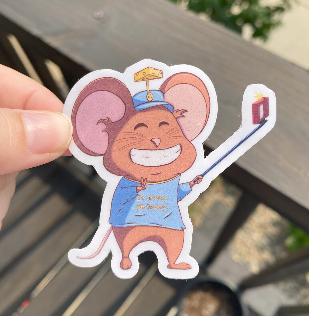 Cheesy Mouse Sticker - Fun and Cute Vinyl Sticker Made Perfect for ...