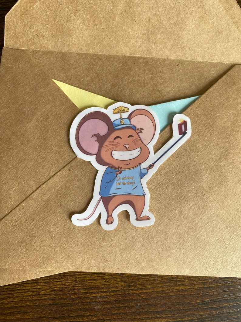 Cheesy Mouse Sticker - Fun and Cute Vinyl Sticker Made Perfect for ...