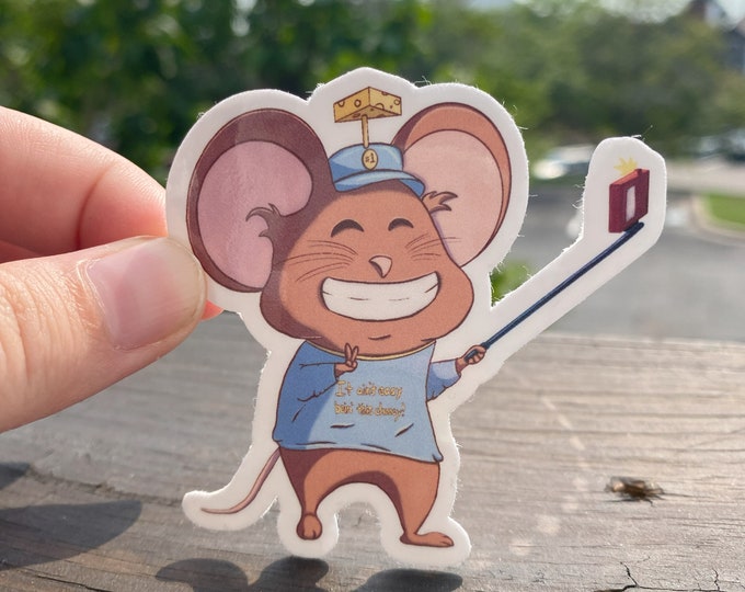 Cheesy Mouse Sticker - Fun and Cute Vinyl Sticker Made Perfect for ...